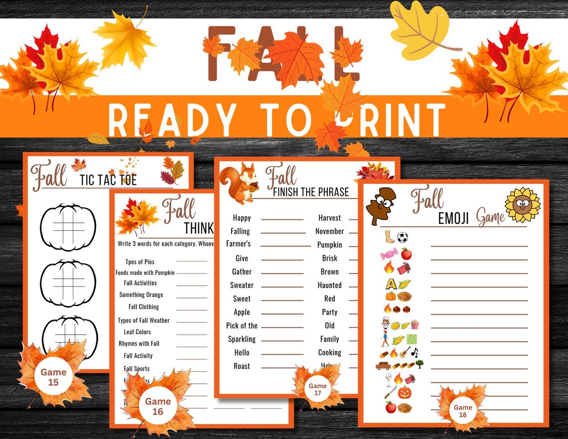 Fall Game Bundle, Fall Printable Games, Fall Family Games, Fall Trivia ...
