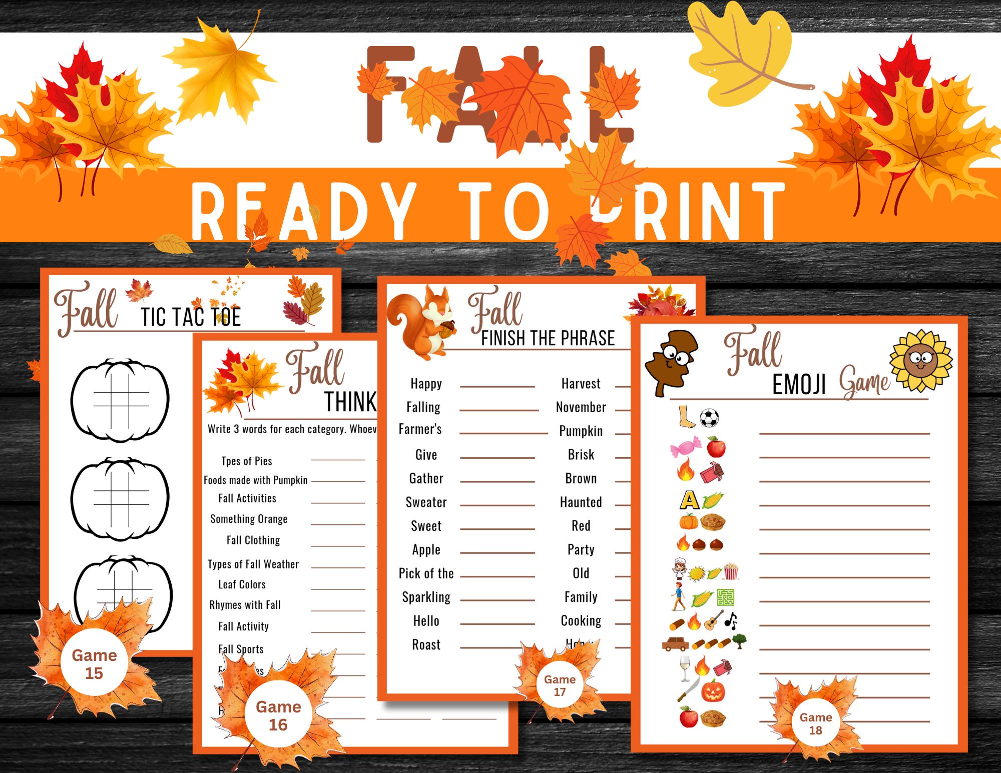 Fall Game Bundle, Fall Printable Games, Fall Family Games, Fall Trivia ...