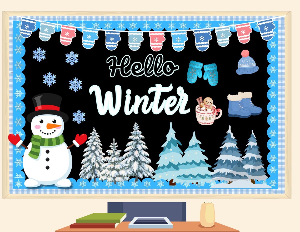 Winter Classroom Bulletin Board Kit | Hello Winter Bulletin Board ...