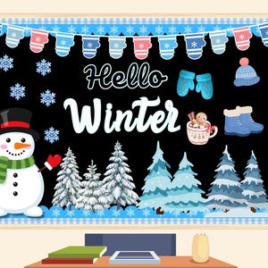 Winter Classroom Bulletin Board Kit | Hello Winter Bulletin Board ...