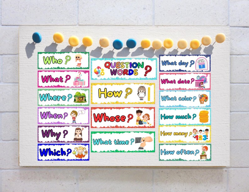 Question Word Classroom Poster Set | ESL Grammar (PDF, PNG) - Etsy