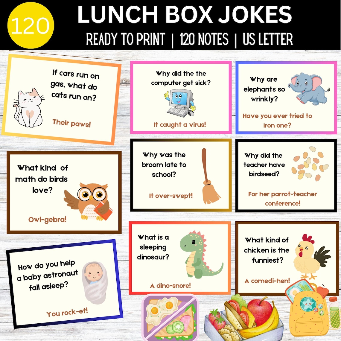 Lunchbox Jokes for Kids, Printable Lunch Box Notes, Back to School ...