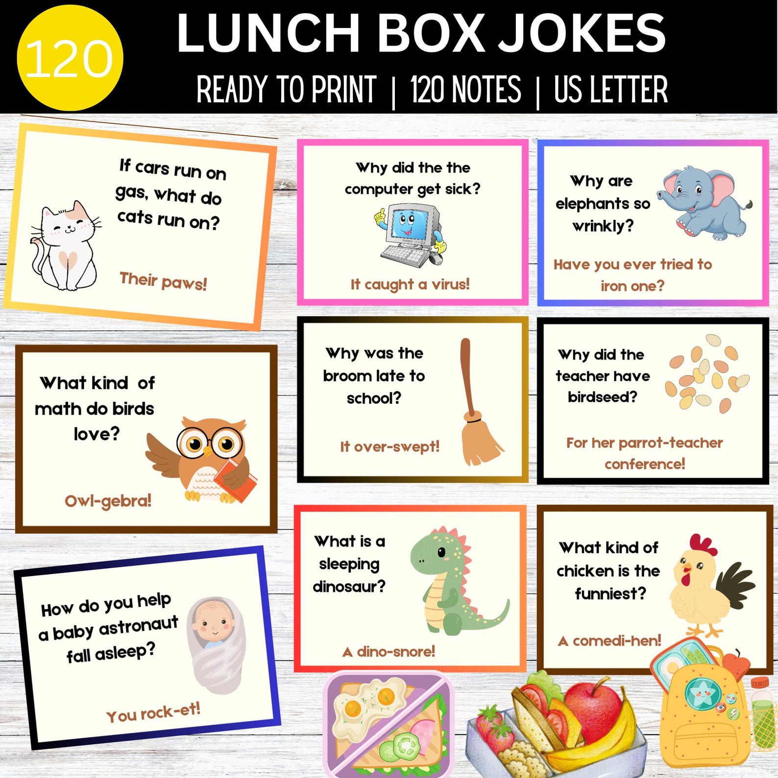 Lunchbox Jokes for Kids, Printable Lunch Box Notes, Back to School ...