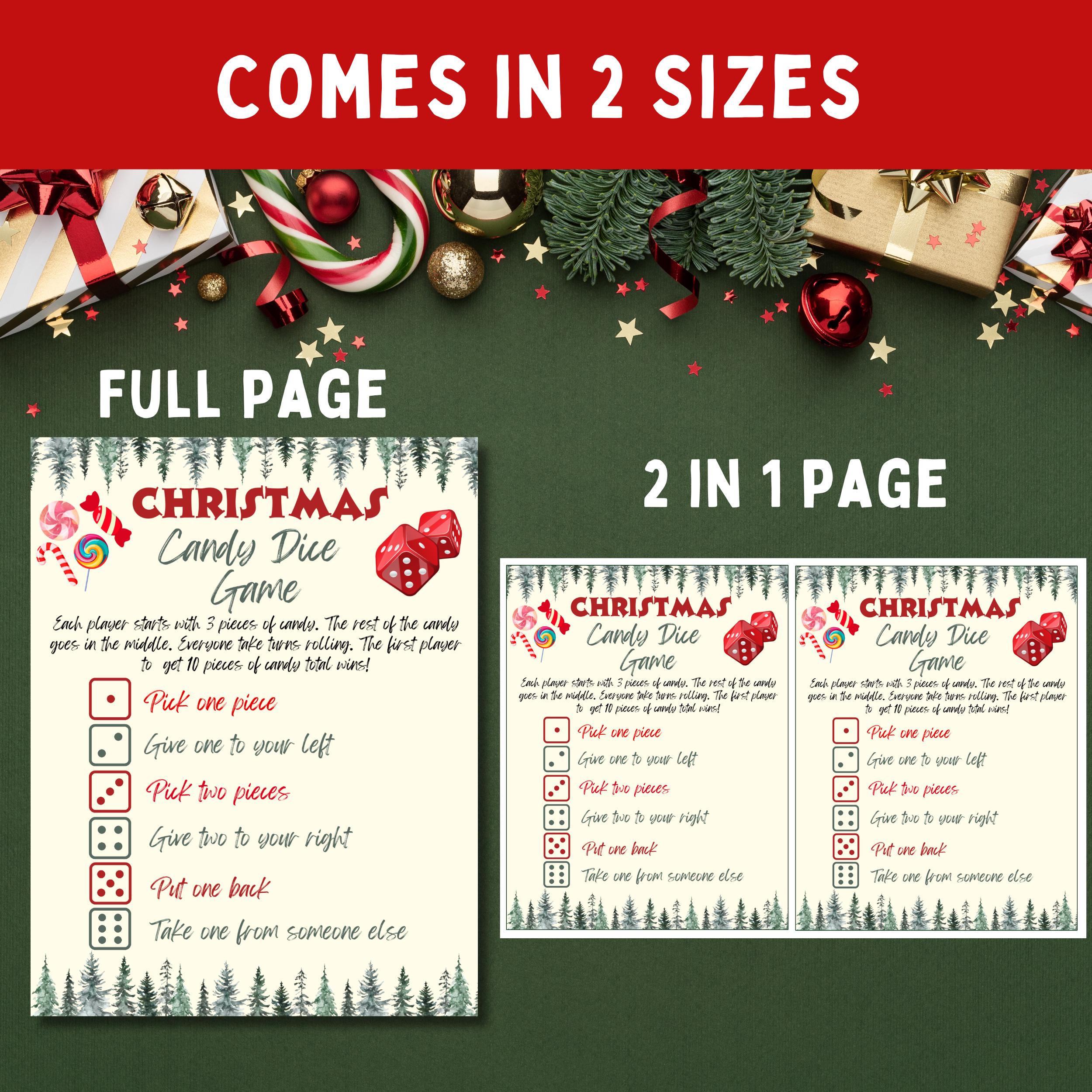 Christmas Candy Dice Game | Holiday Party Printable (PDF) - Etsy
