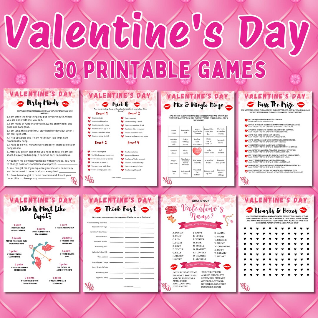 Valentines Day Game Bundle, Printable Valentines Bundle Valentine's Day ...