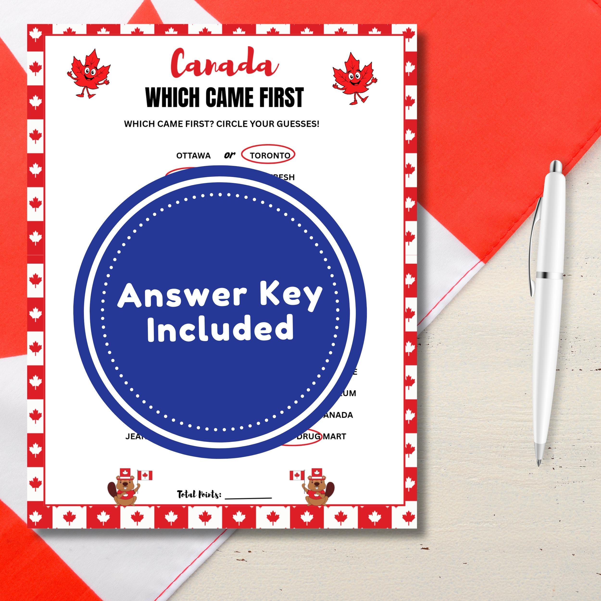 Canada Day Trivia Game, Family Party Activity (digital Download) - Etsy
