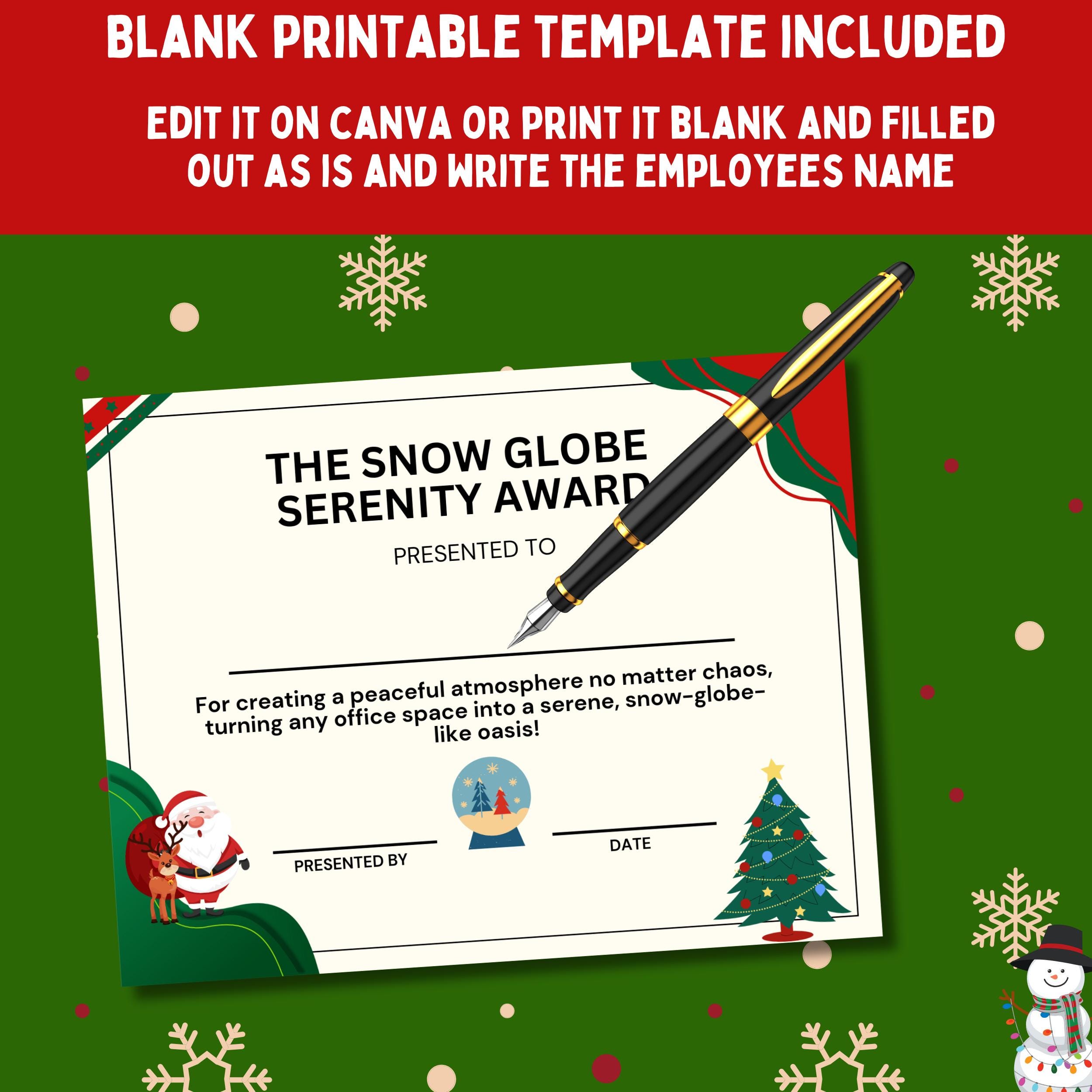 Funny Holiday Employee Award Certificates, Christmas Party, Staff ...