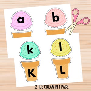 Ice Cream Alphabet Matching Game, Preschool Printable (digital Download ...