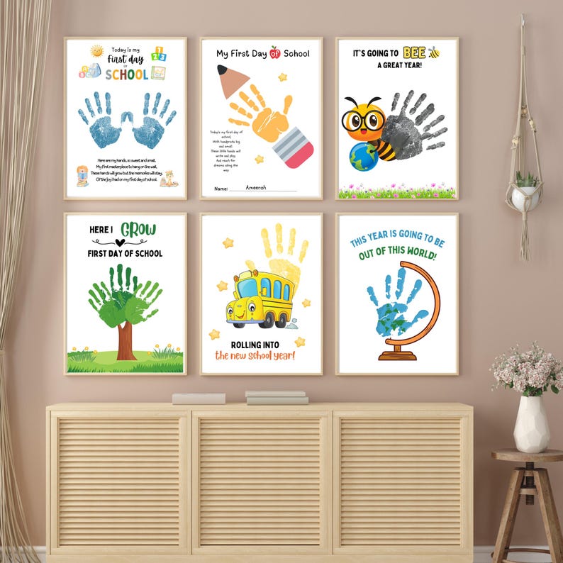 Back to School Handprint Art Bundle, Keepsake Craft (digital Download ...