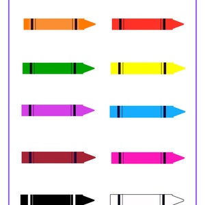 Color Matching Game, Busy Book Printable, Crayons Color Matching, Color ...
