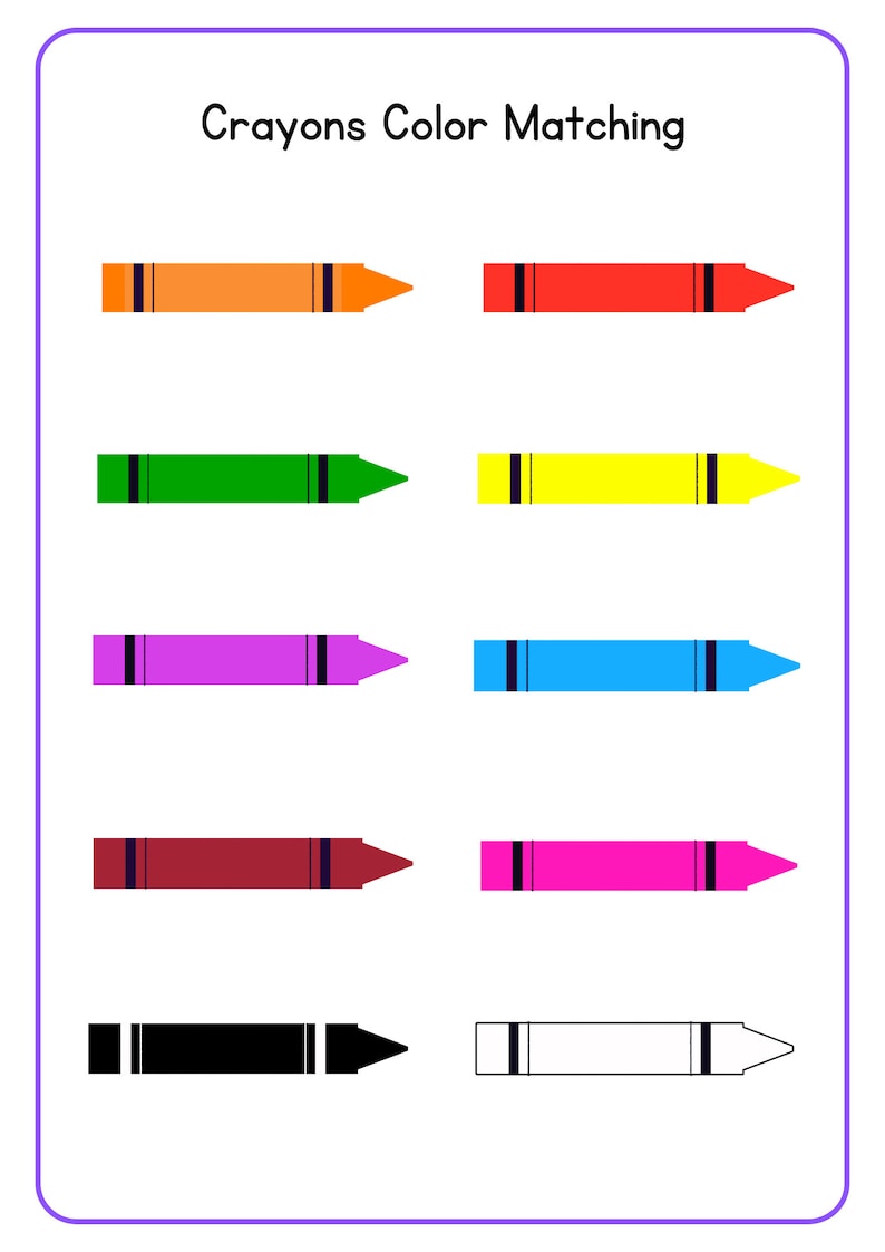 Color Matching Game, Busy Book Printable, Crayons Color Matching, Color ...