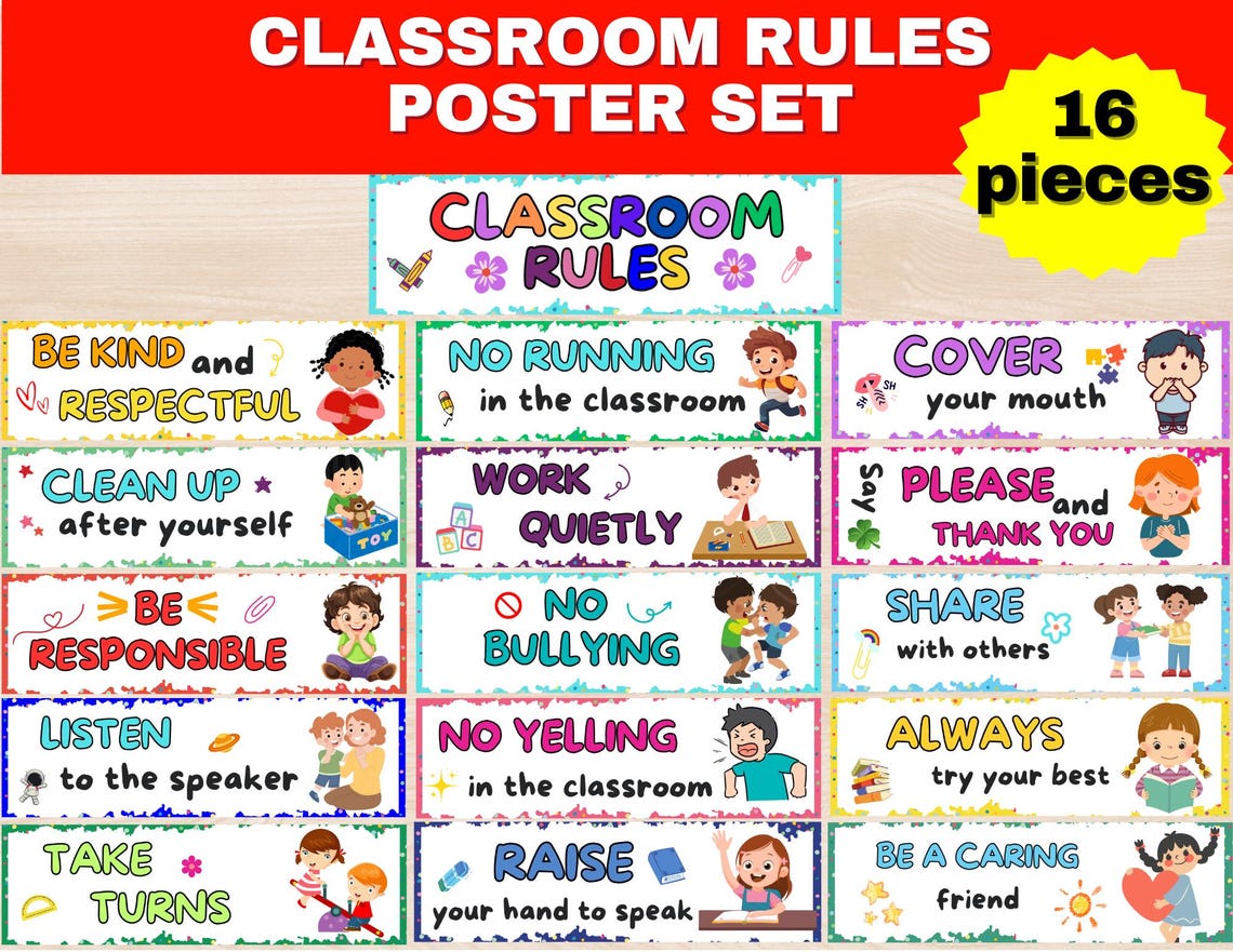 Printable Classroom Rules Posters classroom Decor Behavior Rules ...