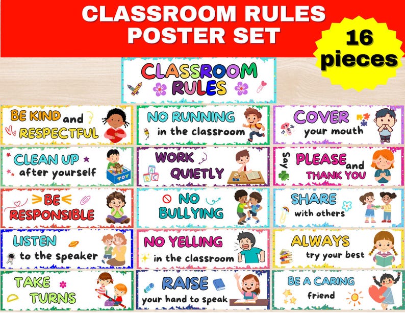 Printable Classroom Rules Posters |classroom Decor | Behavior Rules ...