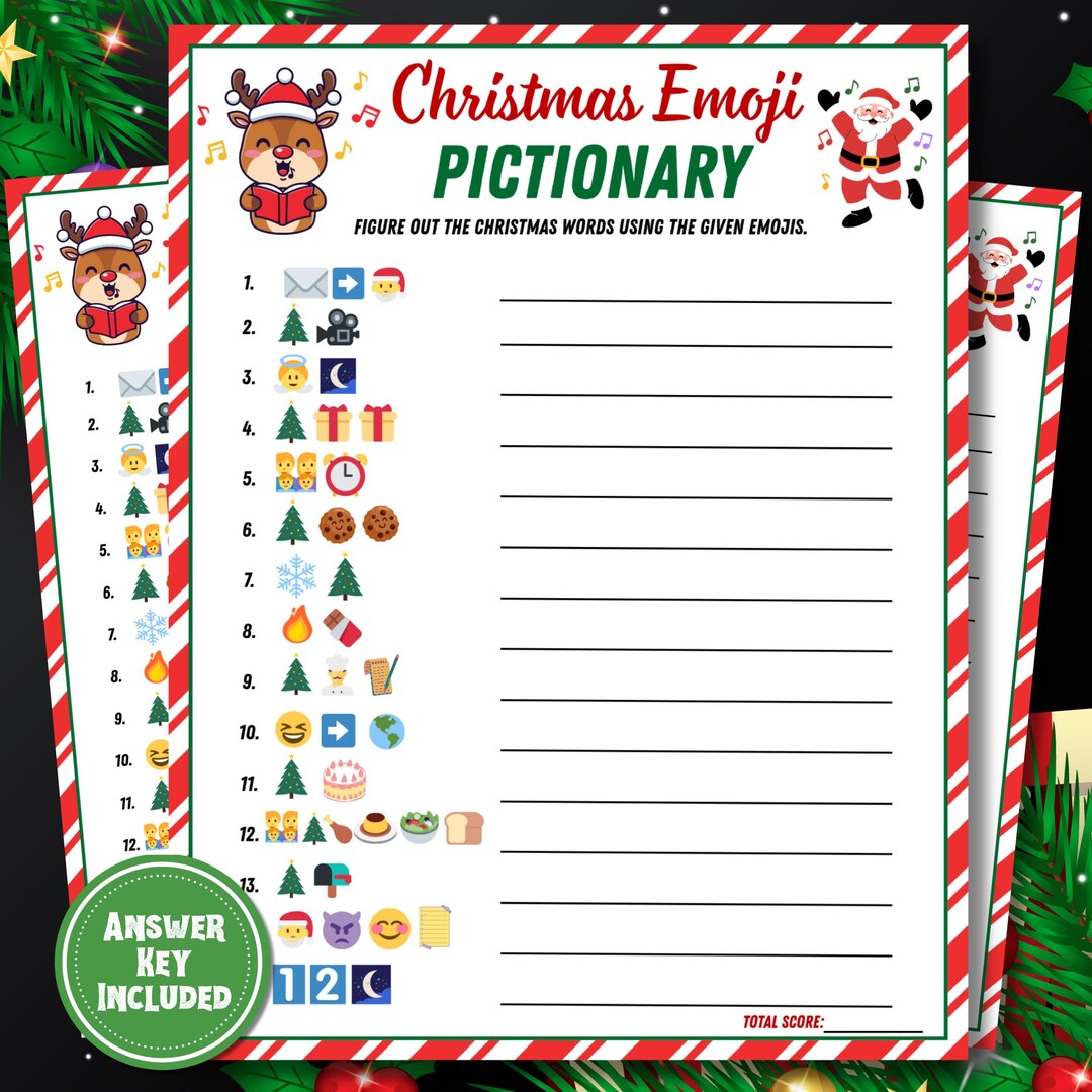 Christmas Emoji Pictionary Game | Printable Family Activity (digital ...