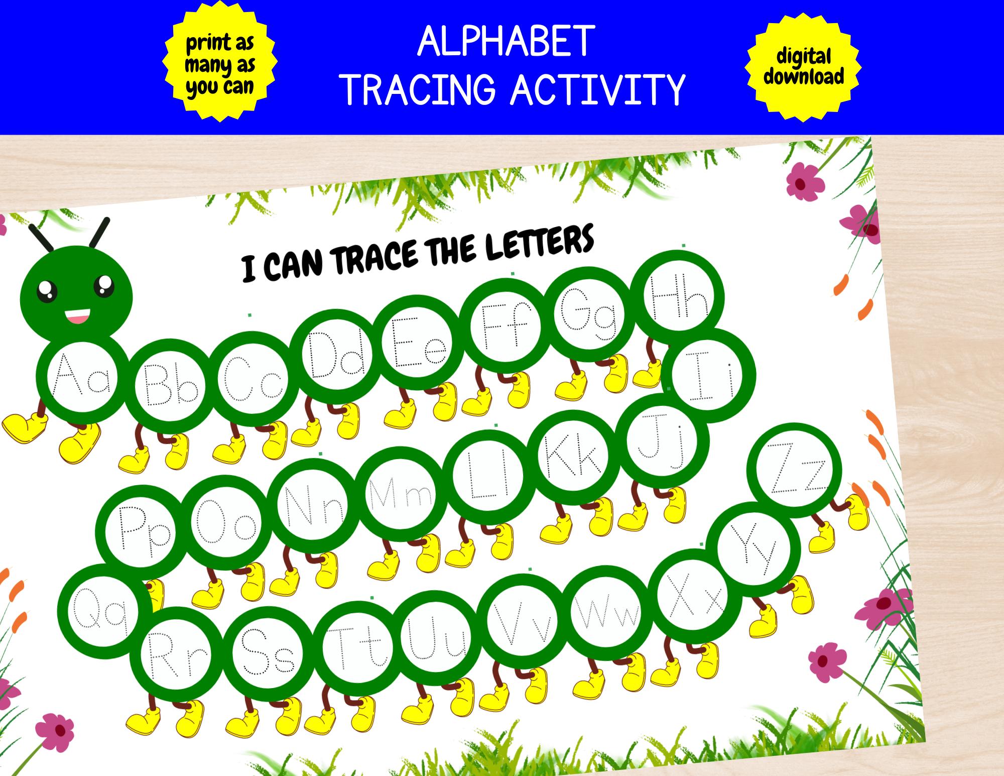 Caterpillar Alphabet Tracing Printable, Busy Book, Learn Alphabet ...