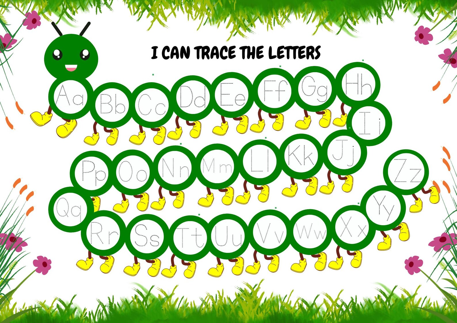 Caterpillar Alphabet Tracing Printable, Busy Book, Learn Alphabet ...