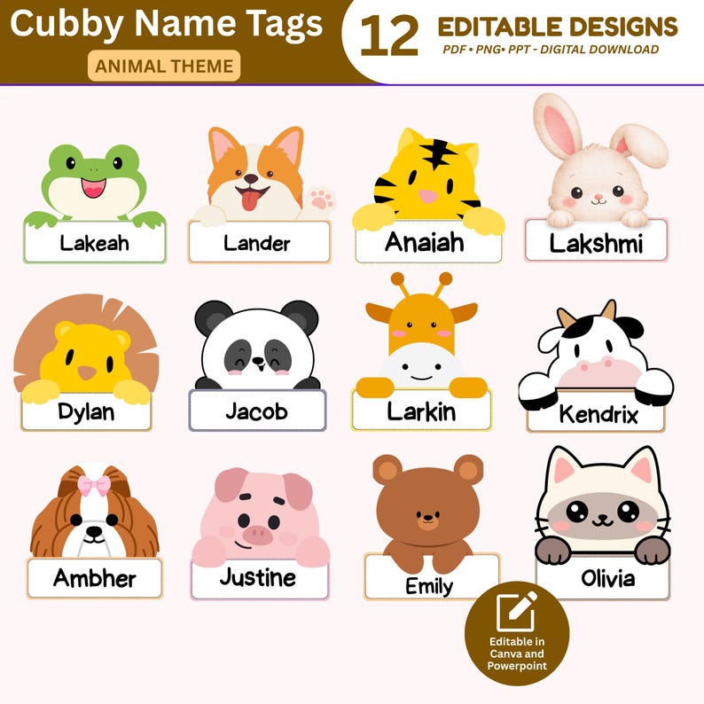 Animal Cubby Name Tags: Editable Classroom Labels (digital Download) - Etsy