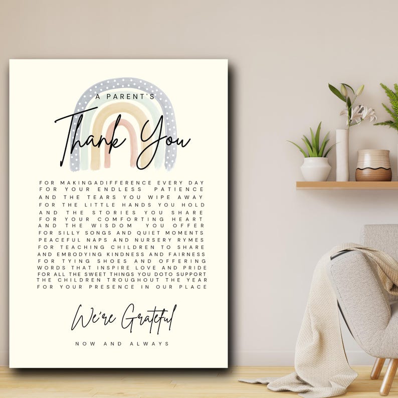 Teacher Thank You Printable | Parent Gift, Nursery Decor (digital ...