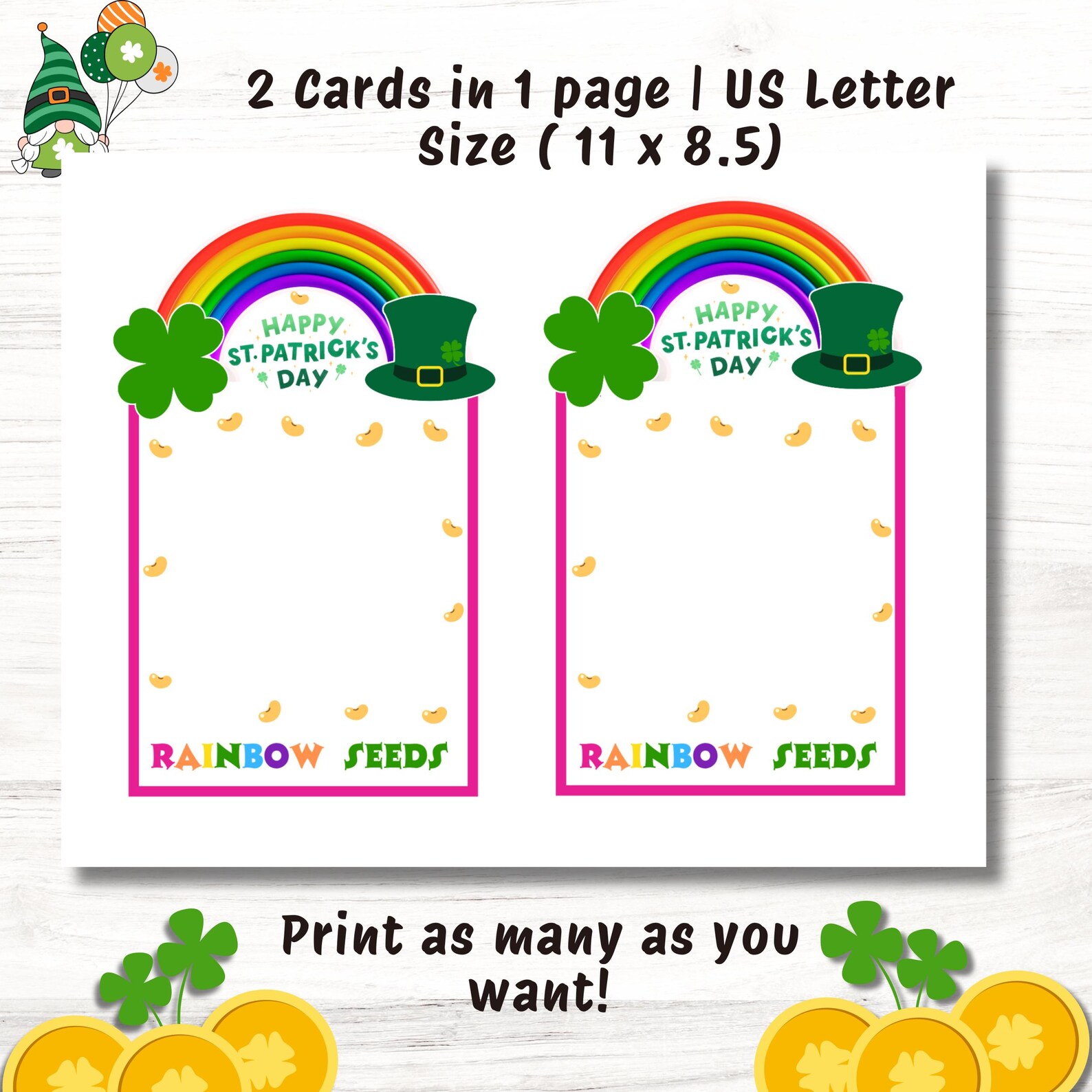 St Patrick's Day Gift Tag, Skittles Rainbow Seeds, Classroom Saint ...