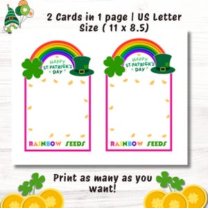 St Patrick's Day Gift Tag, Skittles Rainbow Seeds, Classroom Saint ...