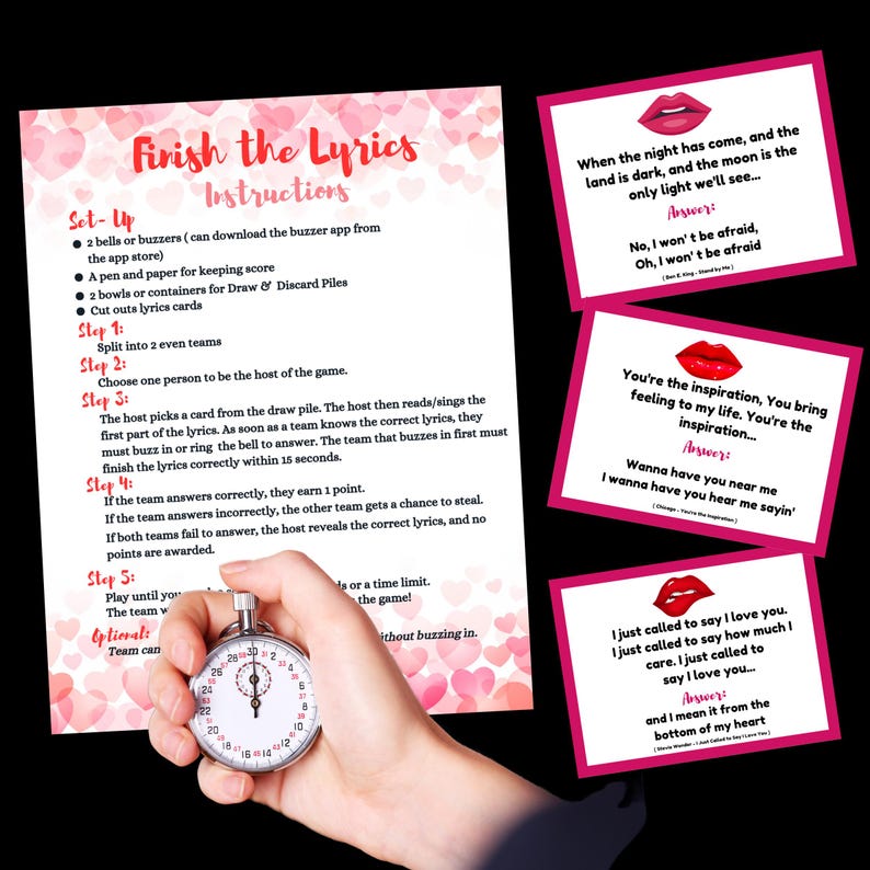 Valentine’s Finish the Lyrics Game - Printable Valentine’s Day Party ...