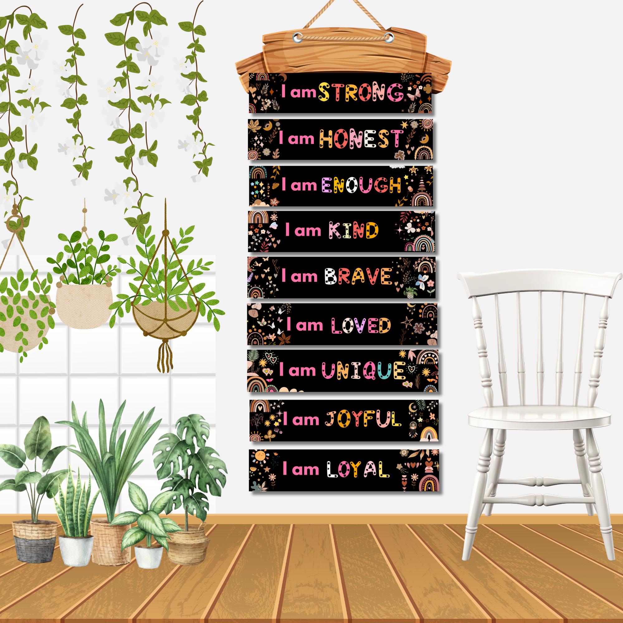 Boho Rainbow Motivational Positive Sayings Sign, Classroom Wall Decor ...