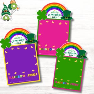 St Patrick's Day Gift Tag, Rainbow Seeds Candy Favor (instant Download ...
