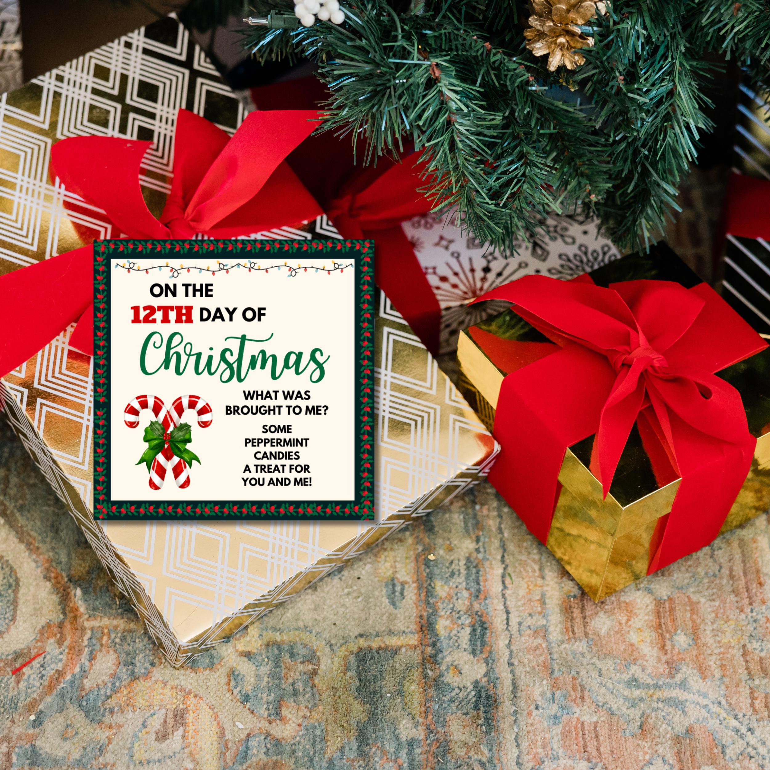 12 Days of Christmas Gift Tags | Printable Holiday Favor (2.5x2.5 ...