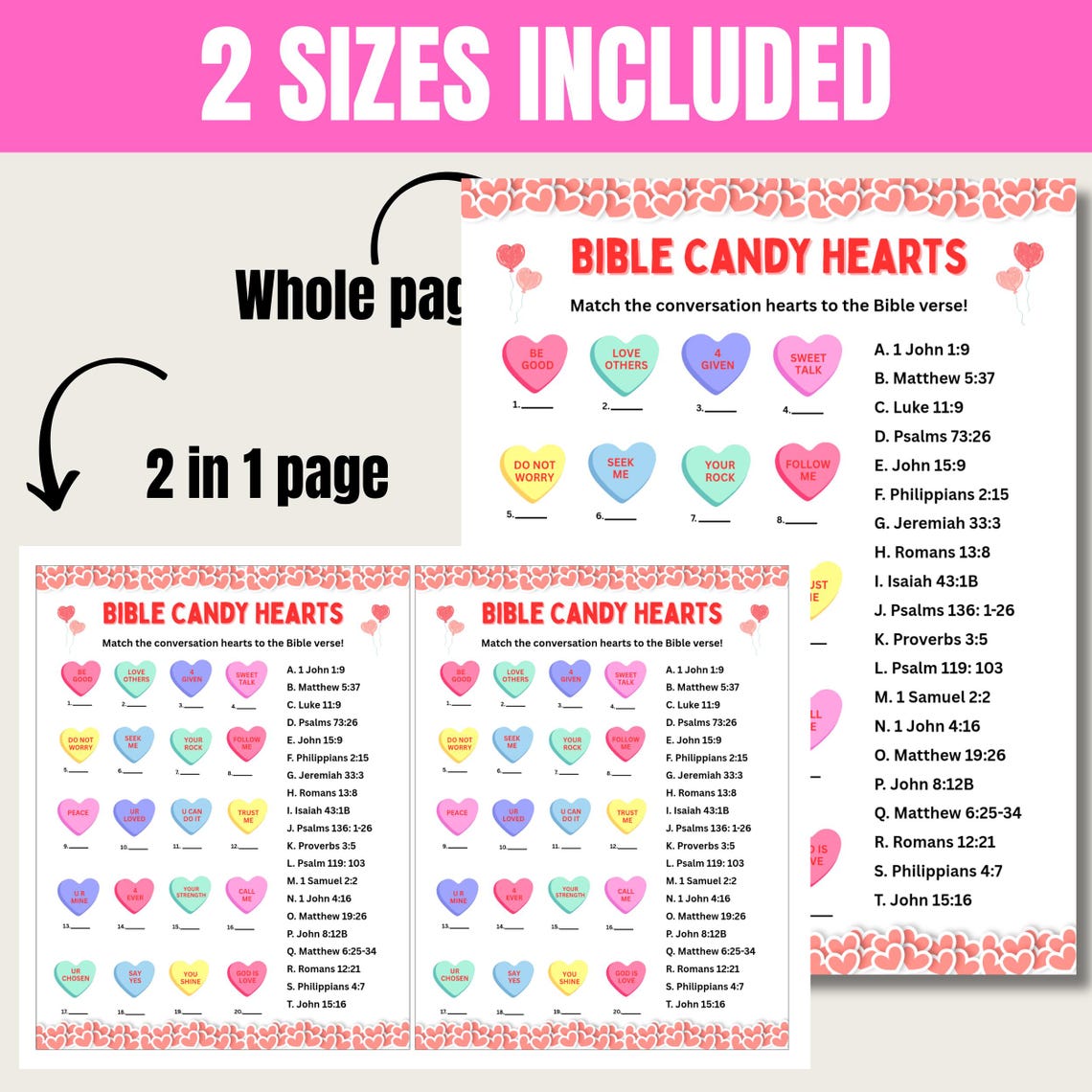 Bible Verse Conversation Hearts Game, Church Valentine (printable ...