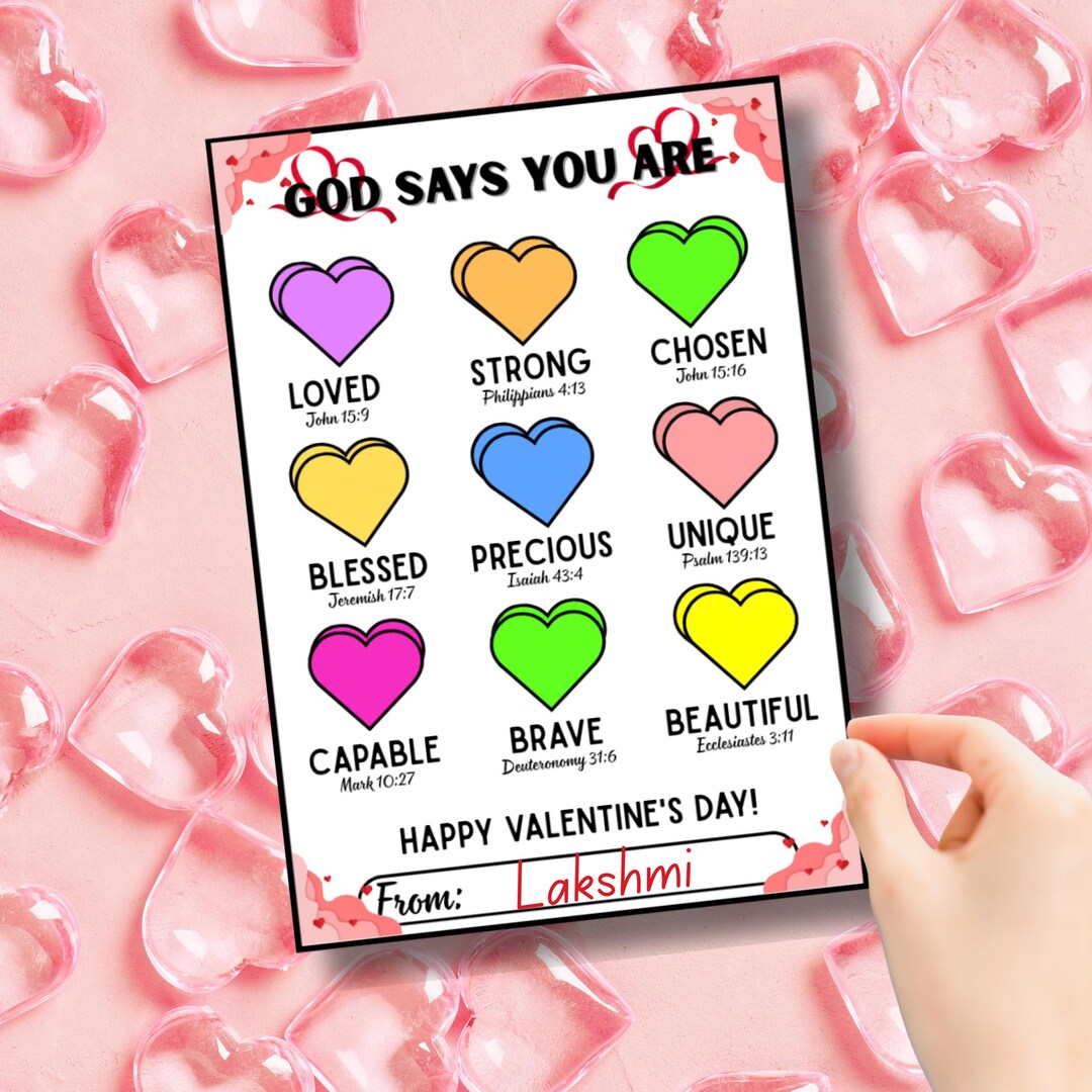 Valentine's Day Scripture Cards for Kids, Christian Bible Verse ...