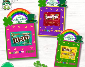 St Patrick's Day Gift Tag, Skittles Rainbow Seeds, Classroom Saint ...