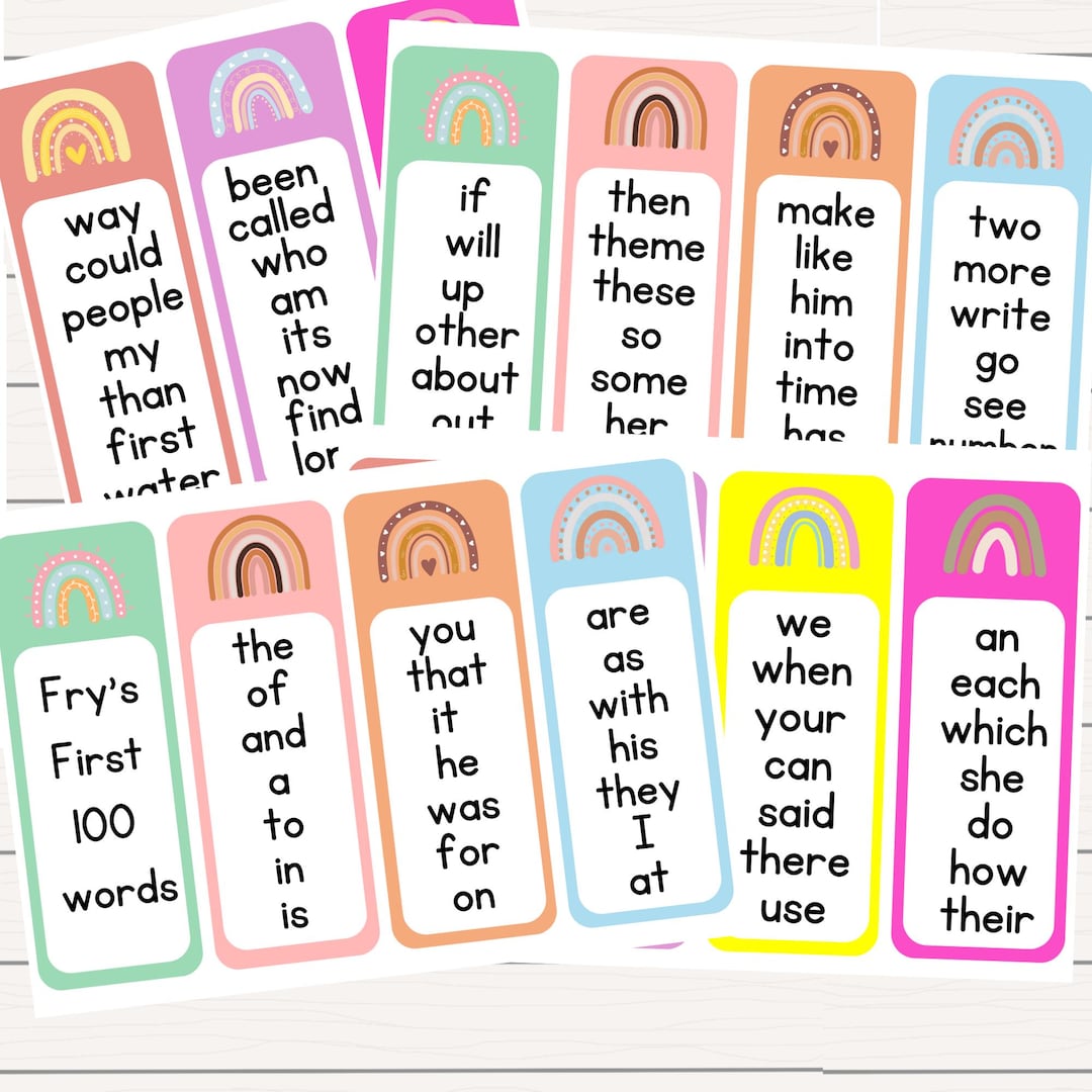100 Printable Fry's First Hundred Sight Word Flashcards | Kindergarten ...