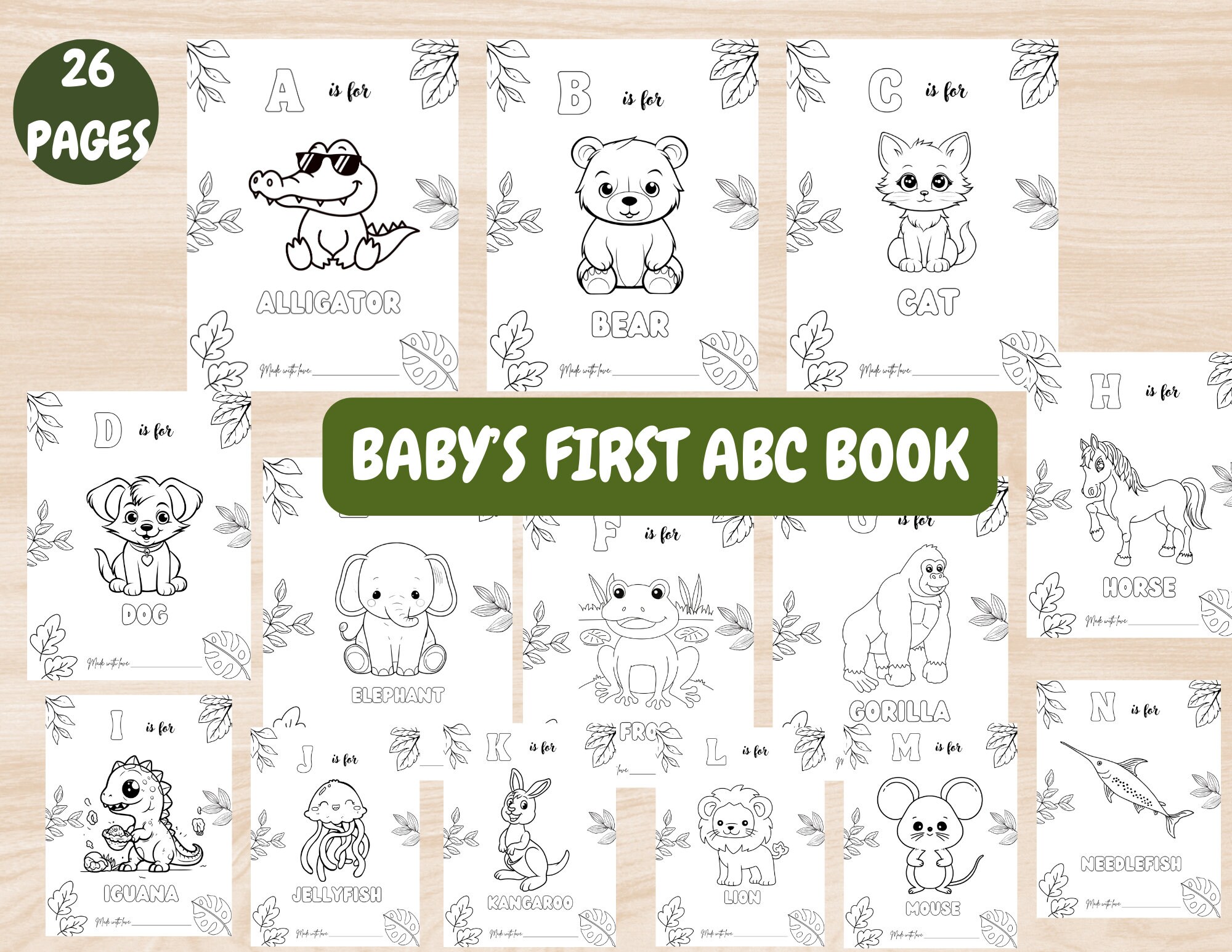 ABC Baby Shower Coloring Book, Baby's First ABC Book, Alphabet Book ...