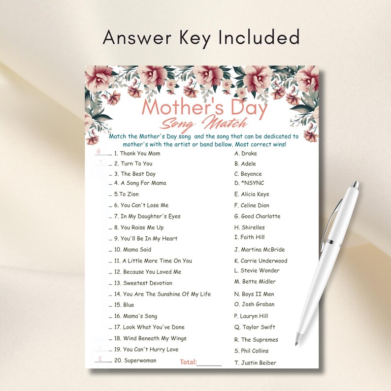 Mothers Day Activity, Mothers Day Song Match, Mothers Day Music Trivia ...