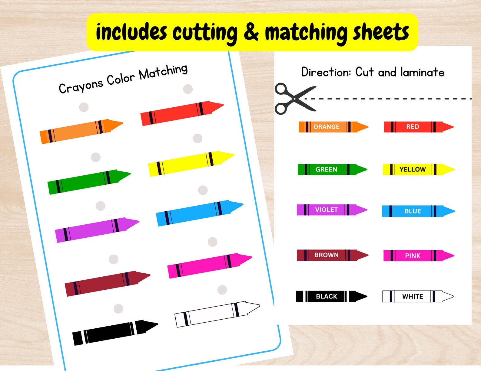 Color Matching Game, Busy Book Printable, Crayons Color Matching, Color ...