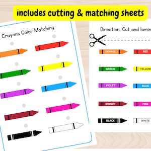 Color Matching Game, Busy Book Printable, Crayons Color Matching, Color ...