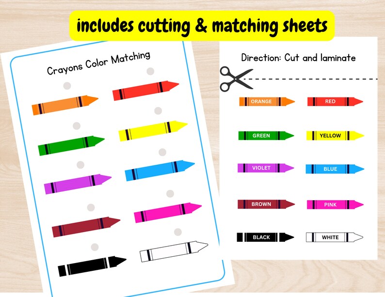 Color Matching Game, Busy Book Printable, Crayons Color Matching, Color ...