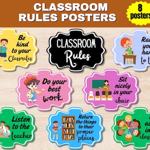 Classroom Rules Poster Set | Daycare Decor (PDF & PNG) - Etsy