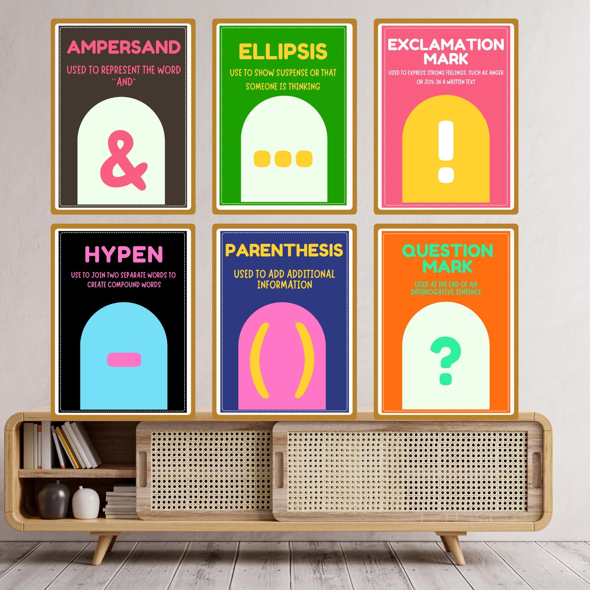 Punctuation Marks Posters, English Classroom Posters, Set of 12 Posters ...