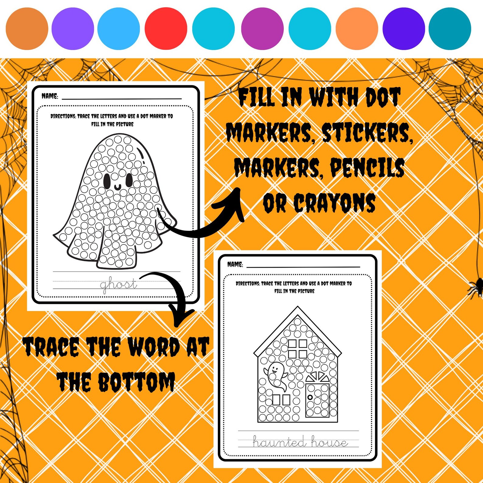 Halloween Dot Marker Printable - Cute Dab a Dot Coloring Pages for ...