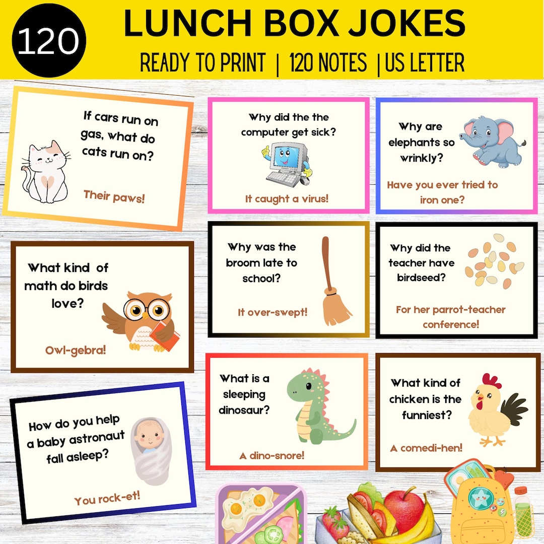 Lunchbox Jokes for Kids, Printable Lunch Box Notes, Back to School ...