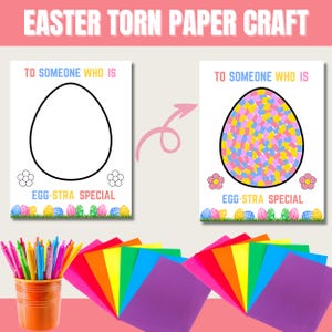 Easter Bunny Torn Paper Craft, Kids DIY Art Activity (printable PDF ...