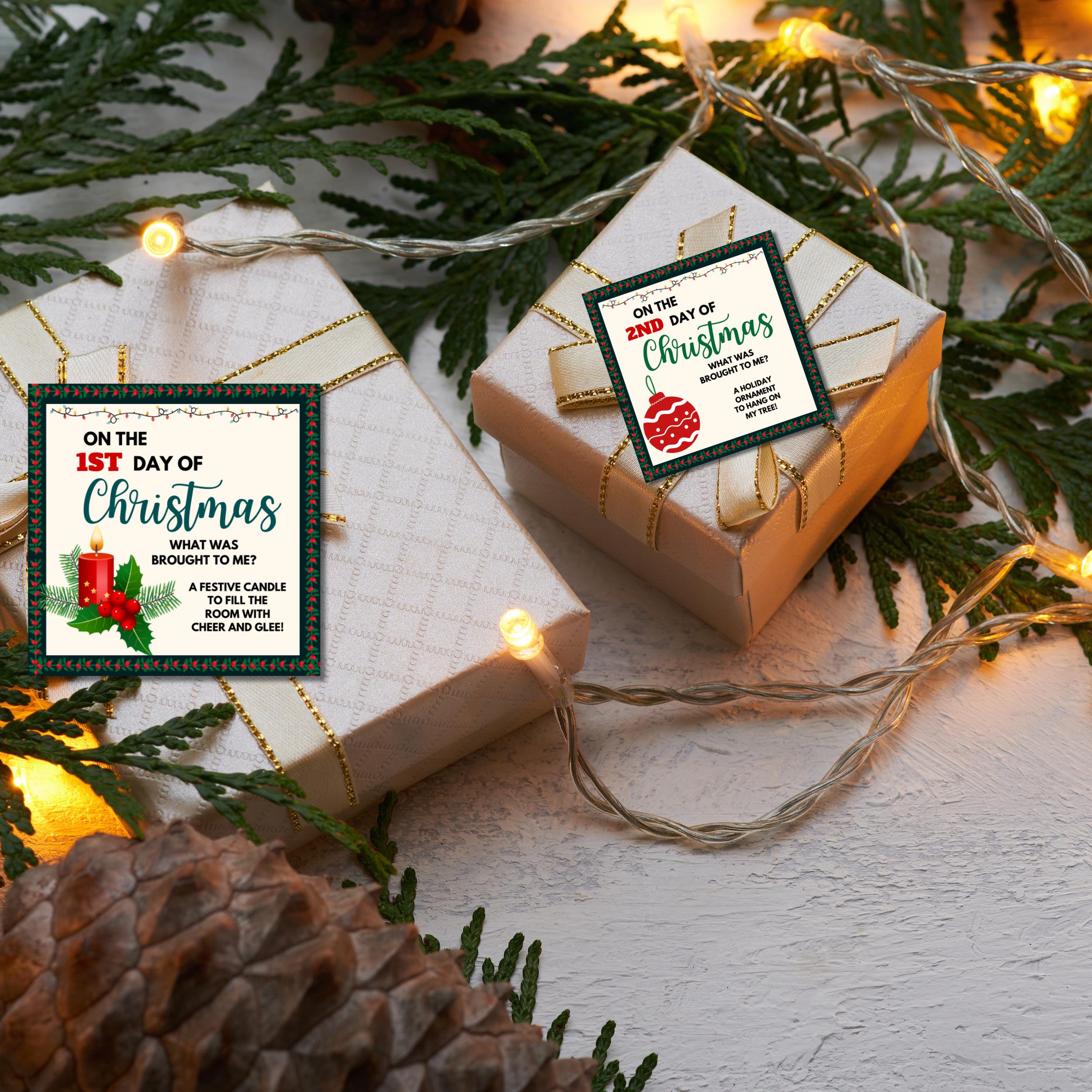 12 Days of Christmas Gift Tags | Printable Holiday Favor (2.5x2.5 ...