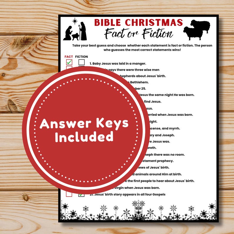 Bible Christmas Fact or Fiction Game | Nativity Christian Printable for ...