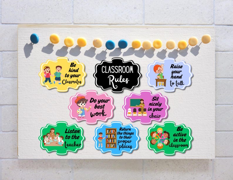Classroom Rules Poster Set | Daycare Decor (PDF & PNG) - Etsy