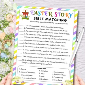 Easter Story Bible Matching Game, Holy Week Easter Bible Game Church ...