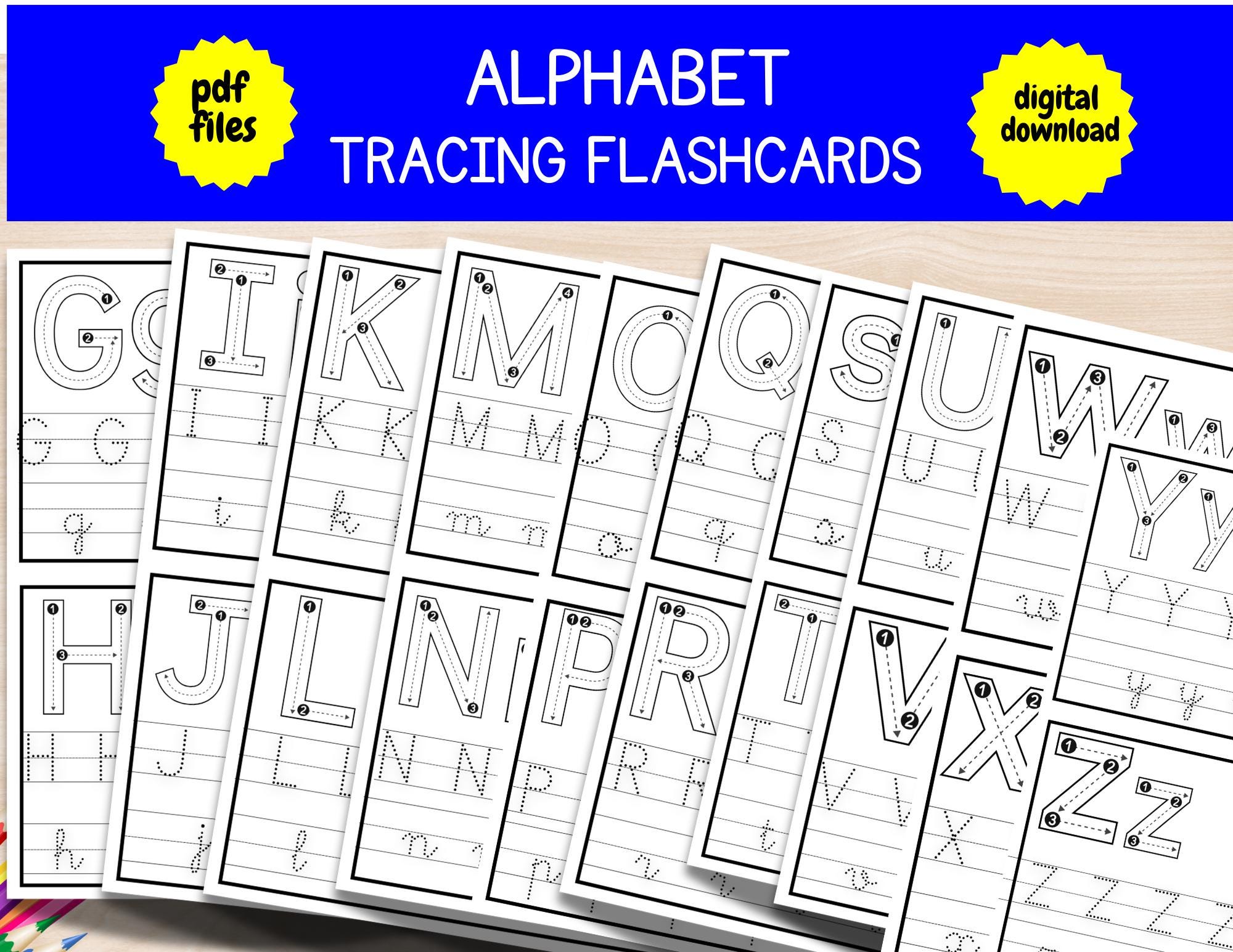 ABC Phonics Tracing Cards Flash Cards Phonics Alphabet Tracing With ...