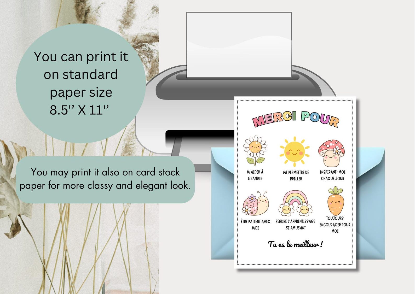 Thank You Card for Teacher in French Printable | French Nursery ...