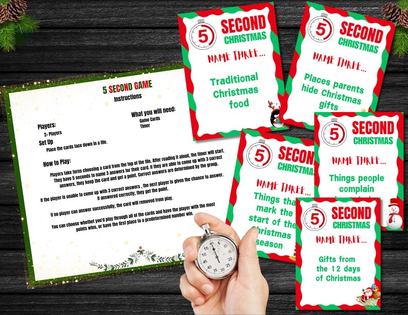 Christmas 5 Second Game | Printable Party Activity (PDF) - Etsy