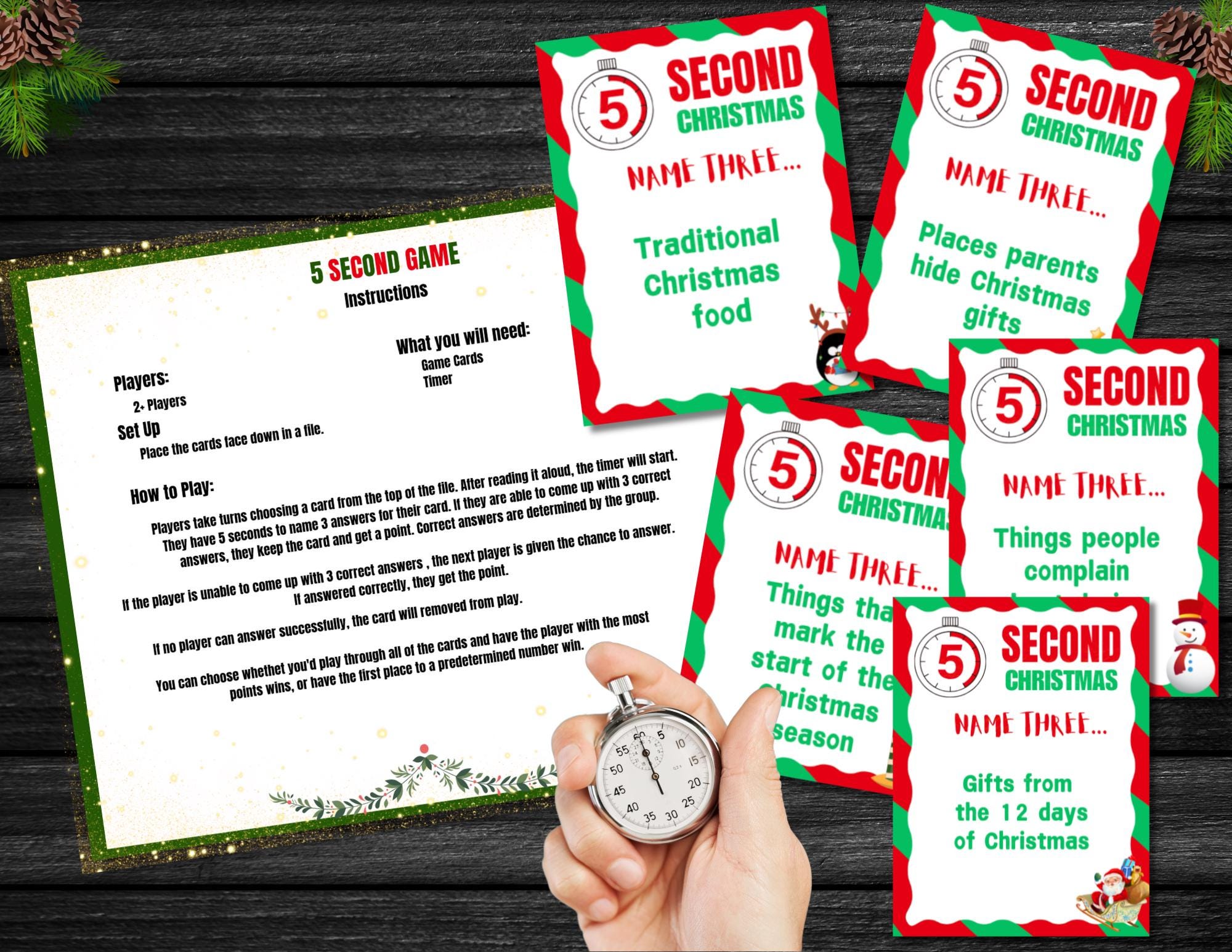 Christmas 5 Second Game | Printable Christmas Game | Christmas Activity ...